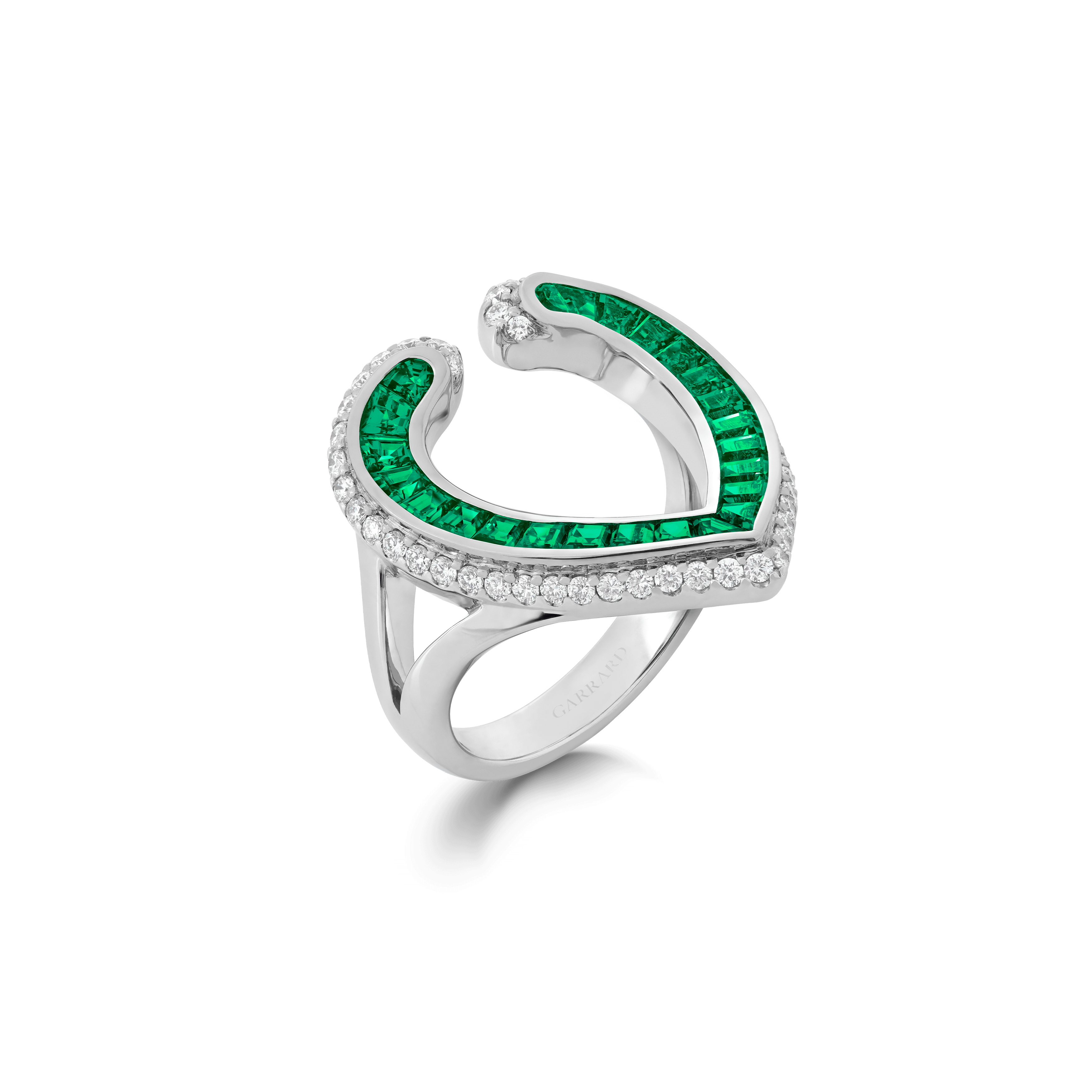 Aloria Calibré Cut Emerald Ring | In 18ct White Gold with Diamonds ...