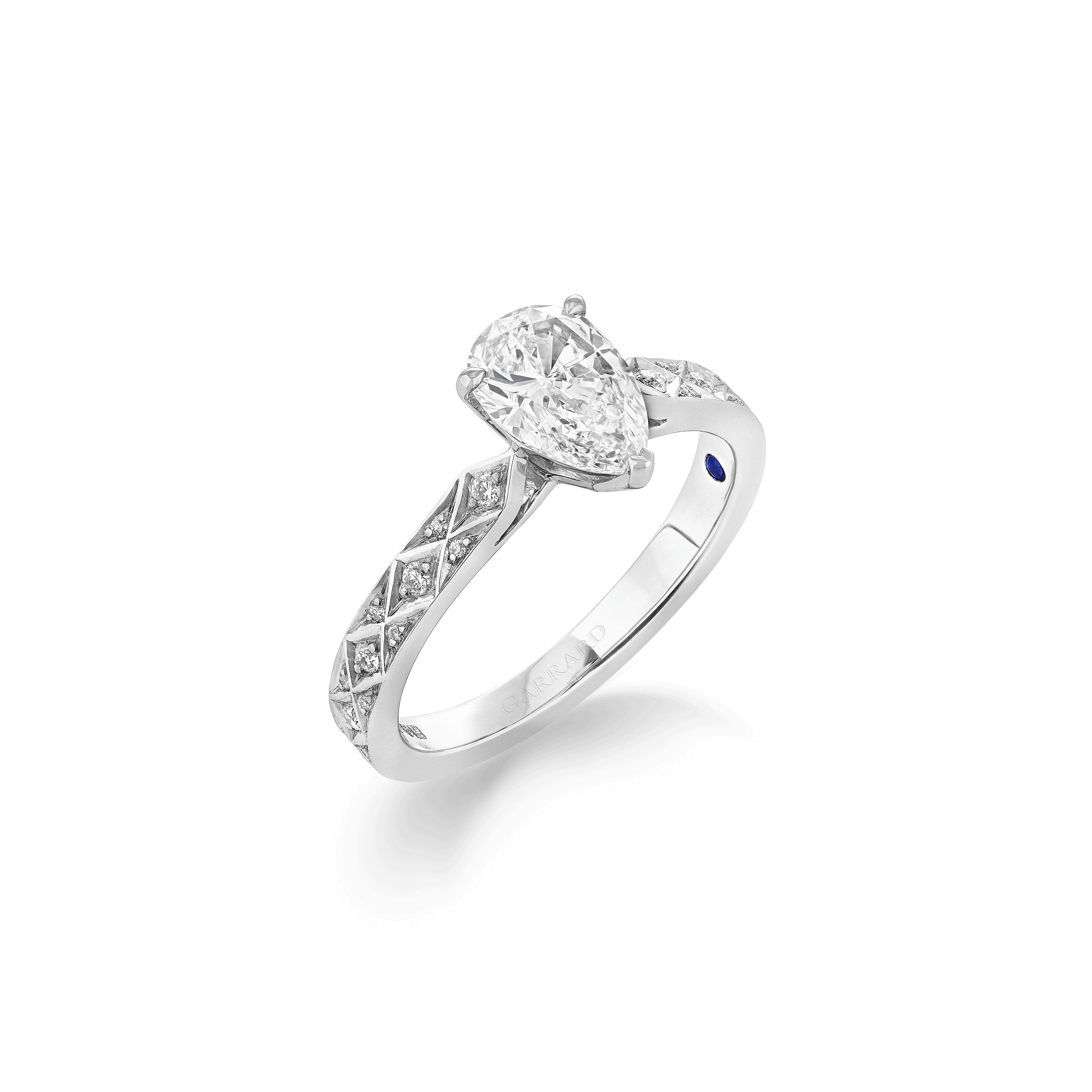 Signature Pear Shape Diamond Solitaire Engagement Ring | In Platinum w