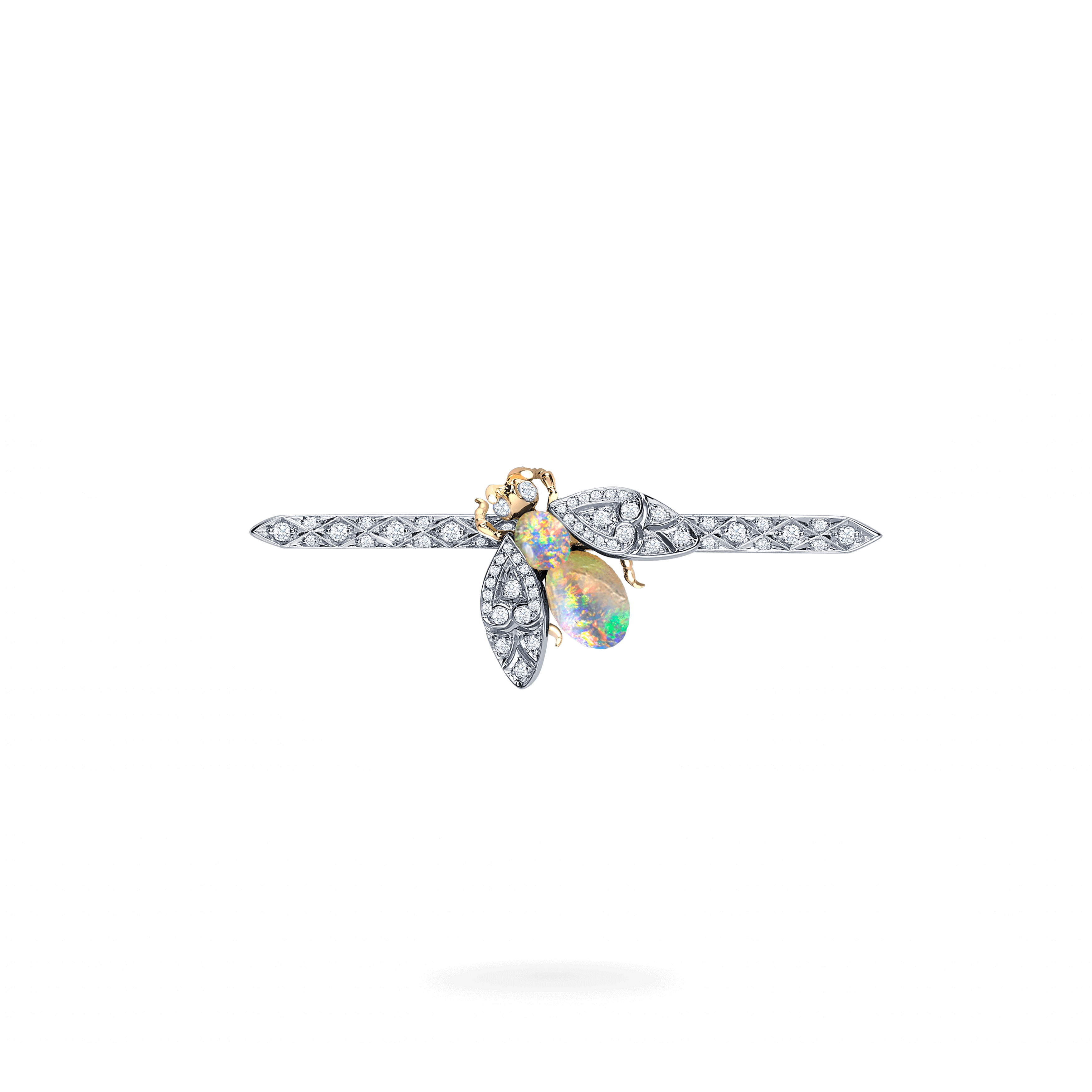 Enchanted Palace Bug Opal and Diamond Brooch | In 18ct White Gold