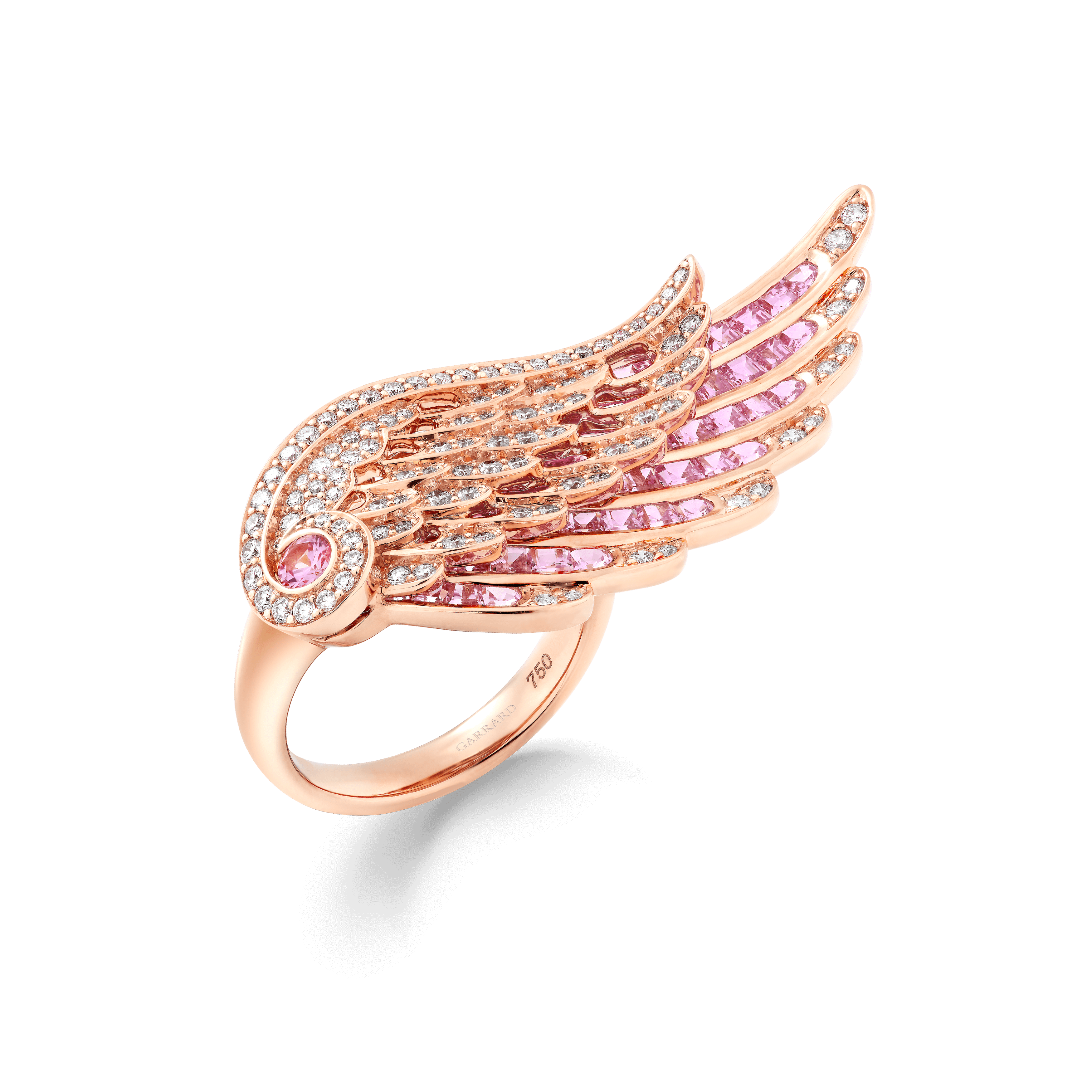 Wings Embrace Pink Sapphire and Diamond Ring | In 18ct Rose Gold