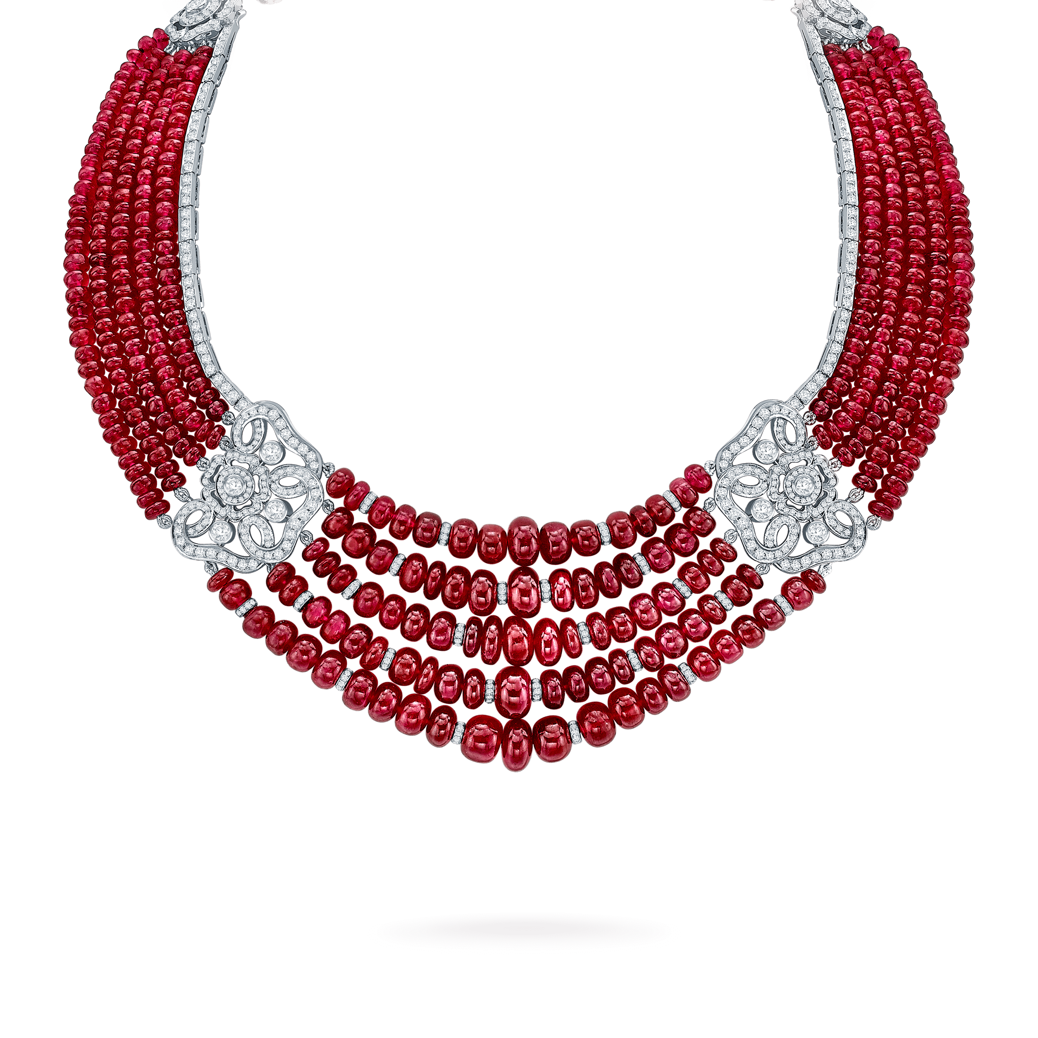 Red Rose High Jewellery Ruby and Diamond Necklace | In 18ct White Gold
